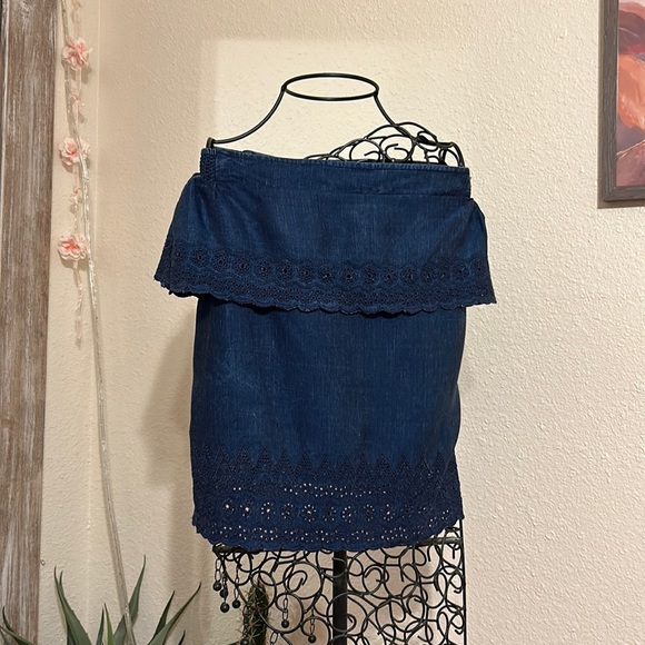 GAP | Tops | Gap Embroidered Smock Off The Shoulder Ruffle Sleeve Boho ...